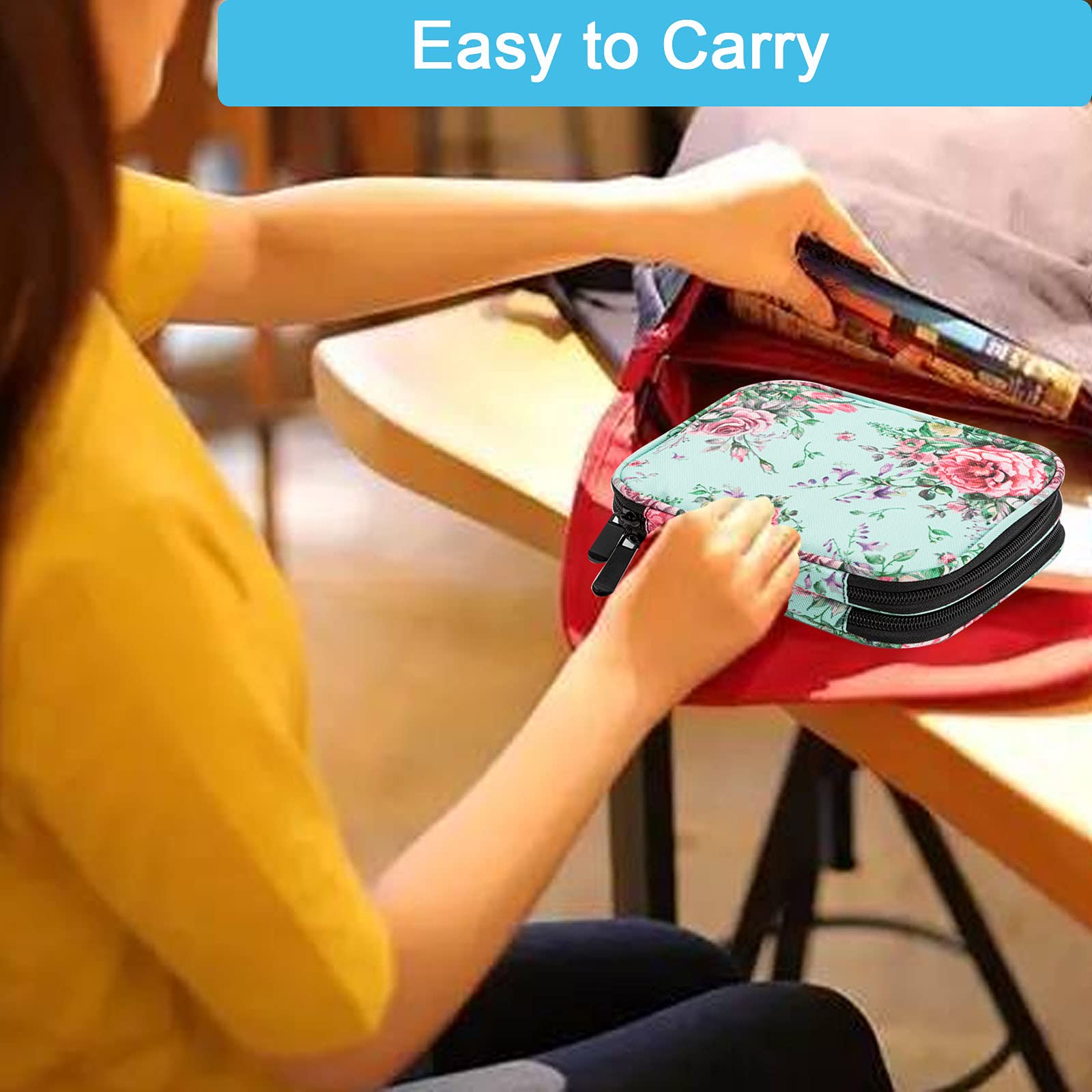 Ctcwsh Crochet Hook Case Only, Travel Crochet Kit Organizer, Portable Storage Bag for Crochet Needles Knitting Accessories, Lightweight and Compact, Easy to Carry, Floral Pattern