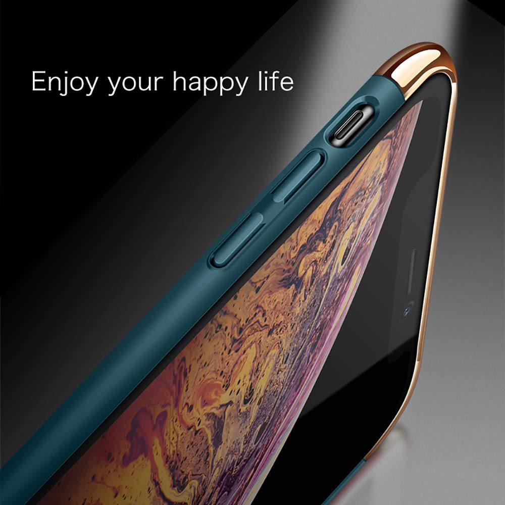 CROSYMX iPhone XR Case, 3 in 1 Ultra Thin and Slim Hard Case Coated Non Slip Matte Surface with Electroplate Frame for Apple iPhone XR (6.1'')(2018) - Dark Green