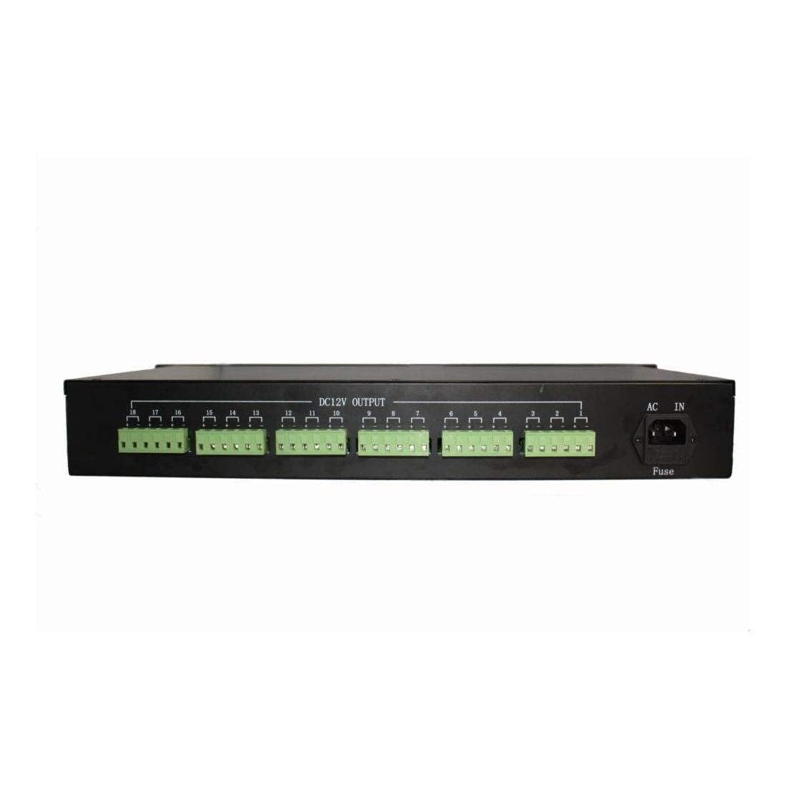 EVERSECU 17CH DC12V 30 Amp 1.5U/19 Rack Mount PTC Fuse CCTV Power Supply with Metal Box, AC Plug for Security Cameras, DVRs, IP Cameras, CCTV Cameras