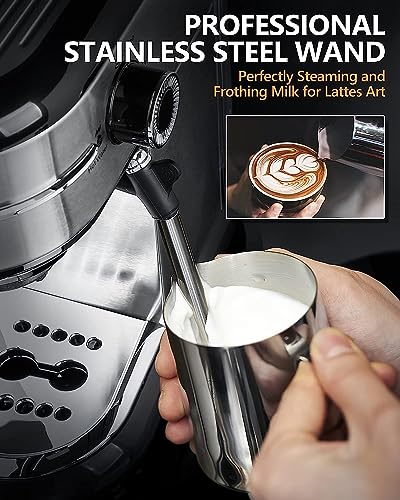 MICHELANGELO 15 Bar Espresso Machine with Milk Frother, Expresso Coffee Machines, Stainless Steel Espresso Maker for Cappuccino and Latte, Small Coffee Maker with Frother - Compact Design for Home