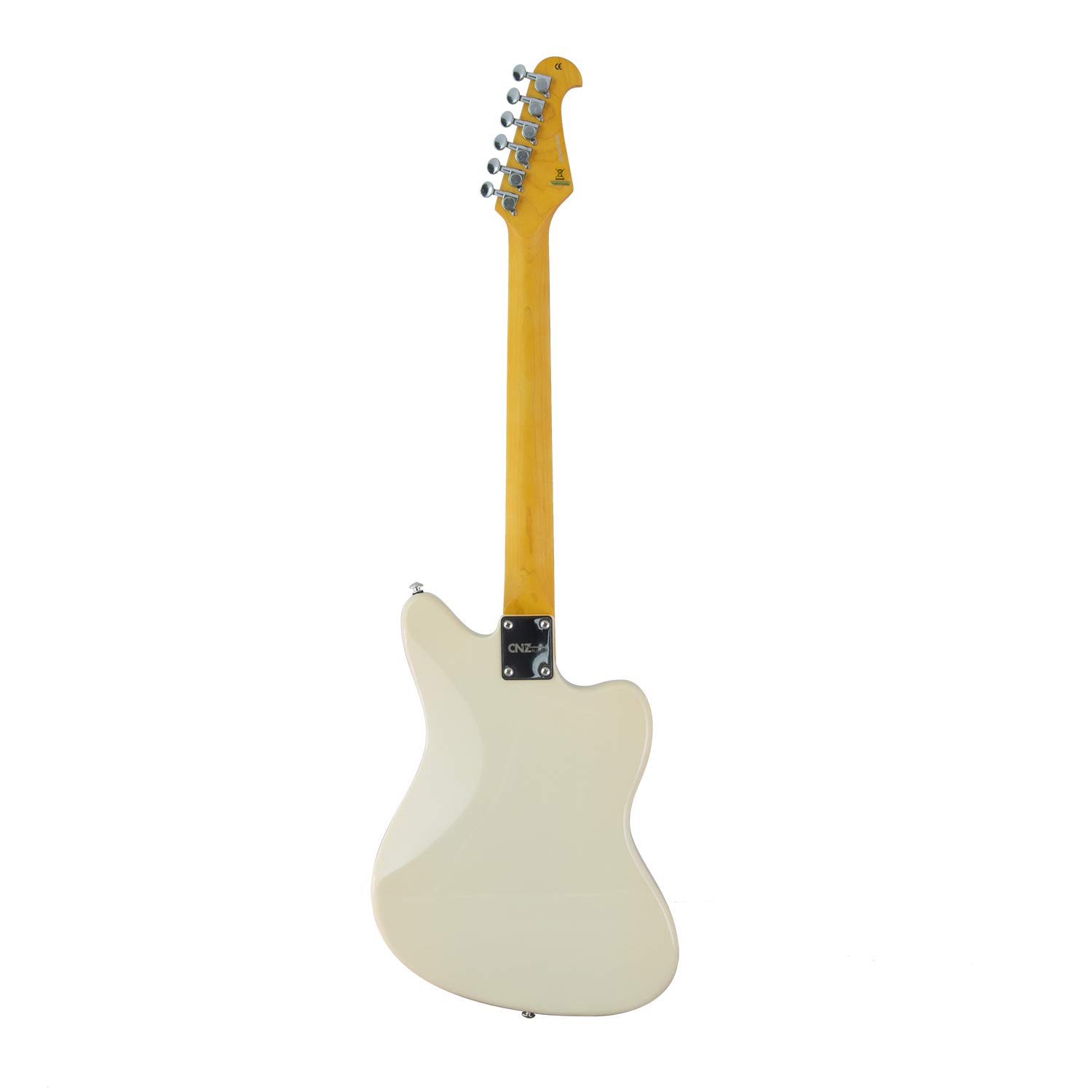 CNZ Audio JM Electric Guitar - Left Handed - Ivory Body, Amber Maple Neck, Rosewood Fingerboard & 3ply Tortoise Pickguard