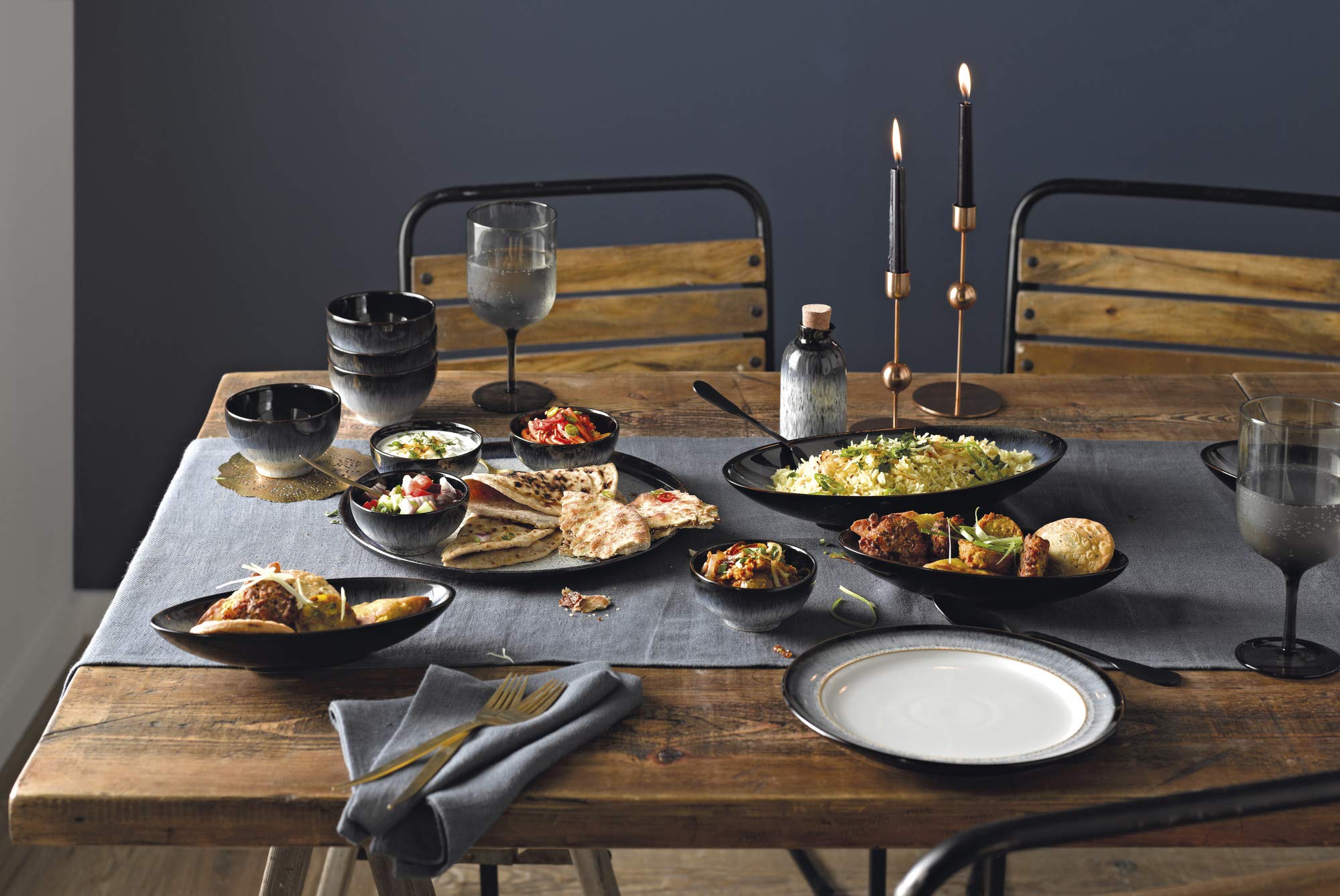 Denby 199048805 Halo 2 Piece Dinner Plate Set, Stoneware
