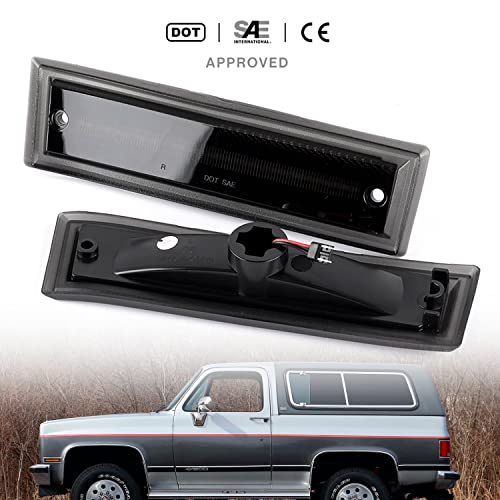 Led Side Marker Lights Replacement for 1978-1987 Chevy C/K Pickup 81-91 Blazer Amber Led Front Fender Side Marker Turn Signal Light Kit Smoked Lens Pair Driver Passenger Lamp Assembly OEM β915557