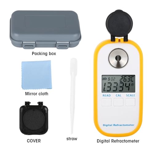 KYKYK Refractometer, Auto Refractometer Digital Beer Refractometer Wort Hydrometer Brix 50% Alcohol Concentration Meter Wine Alcohol Teste for Fruit, Homebrewing, Juice, Vegetables
