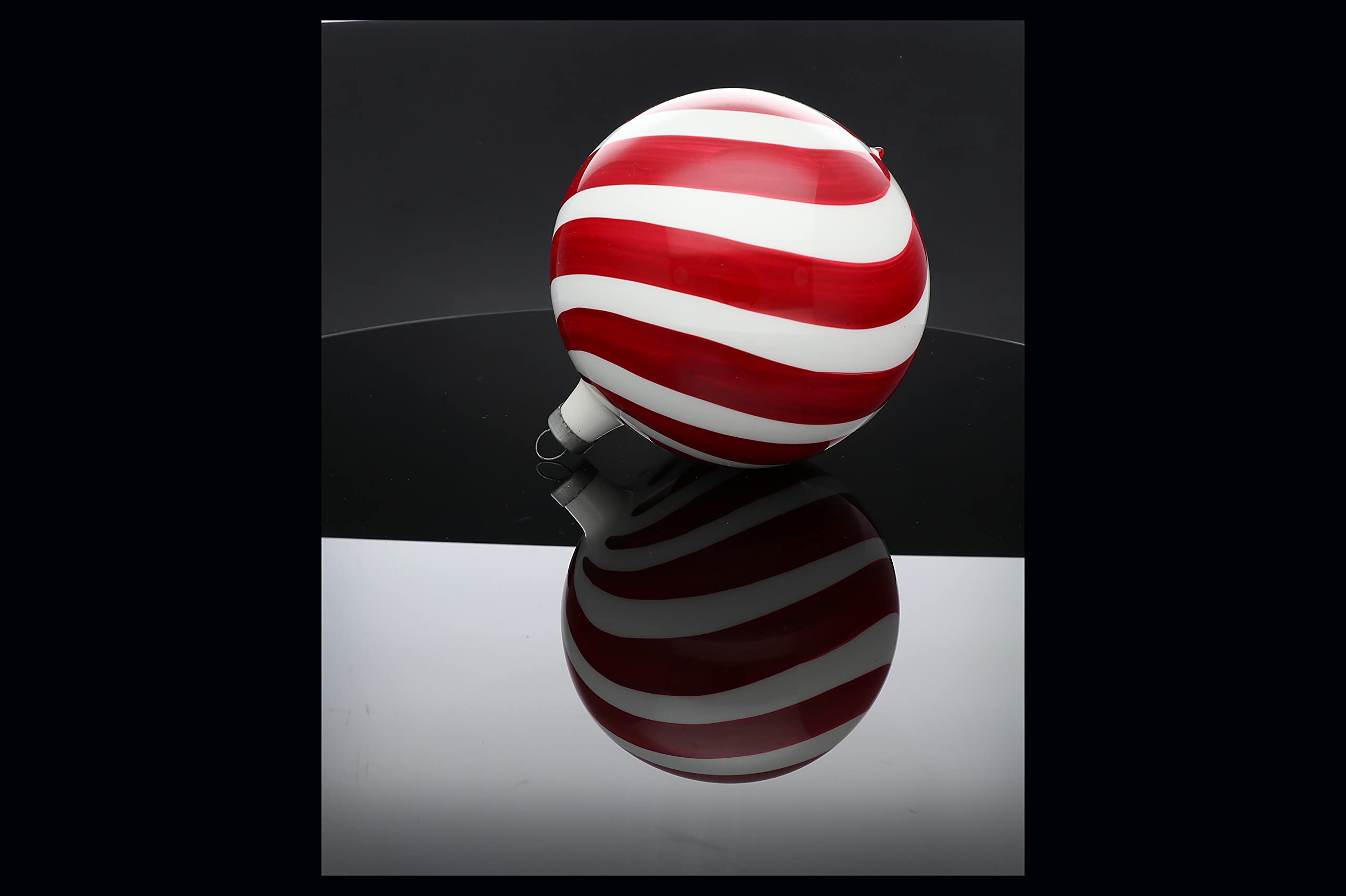 Christmas Ornaments | Made of Glass | Crafted by Hand | Peppermint Red and White Candy Style Decor | Ideal with Christmas Lights | Christmas Tree Decorations | Set 12 pcs | 2.4in (6cm) diameter