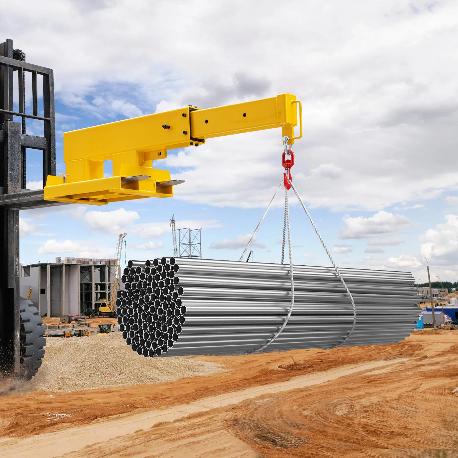 Garvee Forklift Jib Crane, Adjustable Forklift Mobile Crane Manual Telescopes 45"-78", 2.5T Capacity, Flexible Adjustment Holes, Ideal for Warehouse, Factories, Construction(5500 Lbs Lift Capacity)