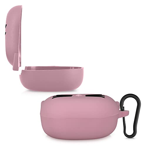 kwmobile Silicone Case Compatible with Samsung Galaxy Buds 2 Pro/Buds 2 / Buds Live Case Cover - Cat Black/Pink