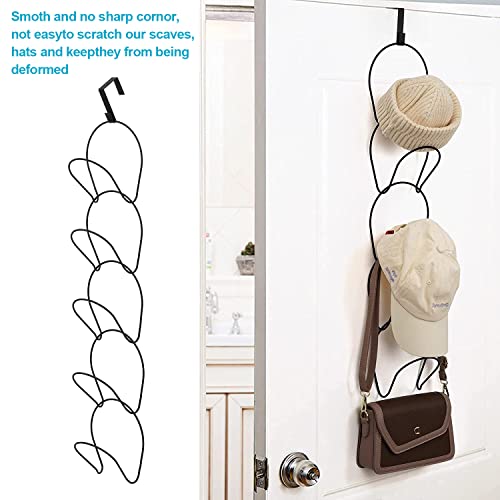 LMIP 15 Pack Hat Holder, Hanging Hat Holder Baseball Hat Holder Wig Organizer, Multifunctional Door/Wall Hat Organizer for Scarves, Handbags, Towels, Clothes, Tie Doors, Wall Hooks, Black (Black)