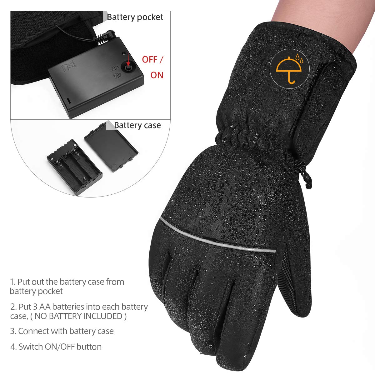CLISPEED Heated Gloves Electric Heating Gloves Touch Screen Ski Gloves for Women Men