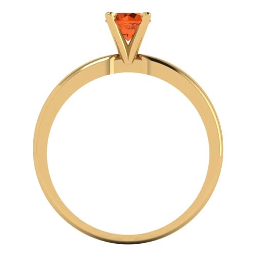 Clara Pucci 0.50ct Round Cut Solitaire Red Simulated Diamond Wedding Bridal Designer Anniversary Engagement Ring in Real 14k Yellow Gold