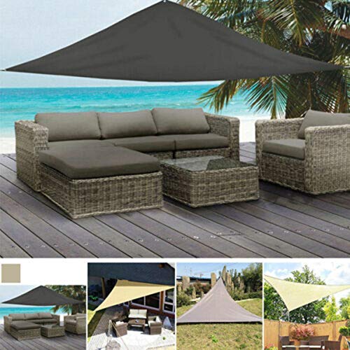 LKXHarleya 6.5ft x 6.5ft x 6.5ft Sun Shade Sail Triangle Canopy, Waterproof UV Block for Patio Garden Outdoor Facility and Activities(Grey)