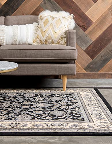 Rugs.com Yasmin Collection Rug – 9' x 12' Black Medium Rug Perfect for Living Rooms, Large Dining Rooms, Open Floorplans