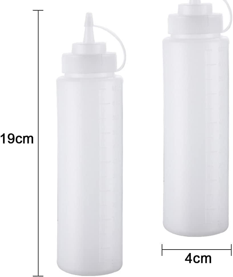 LNJBABAO 2 Pcs 8oz Plastic Squeeze Condiment Bottles Sauce Bottles 8oz Seasoning Dispensers 250ml Squeeze Condiment Bottles for Condiments Ketchup Syrup BBQ Sauce Mustard Salad Dressing