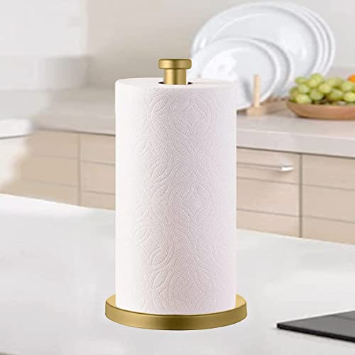 Gold Stainless Steel Paper Towel Holder, Sturdy and Heavy for Kitchen Bathroom Bedroom Office Restaurant Coffee Shop Study Iiving Room Toilet(Gold)