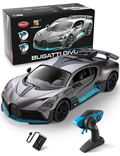 MIEBELY Bugatti Divo Remote Control Car, Rechargeable High Speed Toy Car 12km/h Officially Authorized Model Car 2.4Ghz Vehicle Racing Hobby Rc Car Children, Adults with LED Lights Birthday Gift