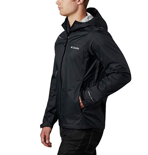 Columbia Men's EvaPOURation Rain Jacket, Waterproof and Breathable-, Black, Small