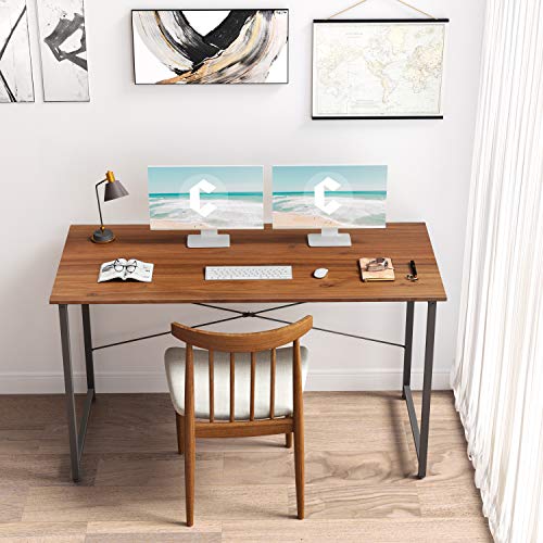 CubiCubi Computer Desk 55" Home Office Laptop Desk Study Writing Table, Modern Simple Style, Walnut