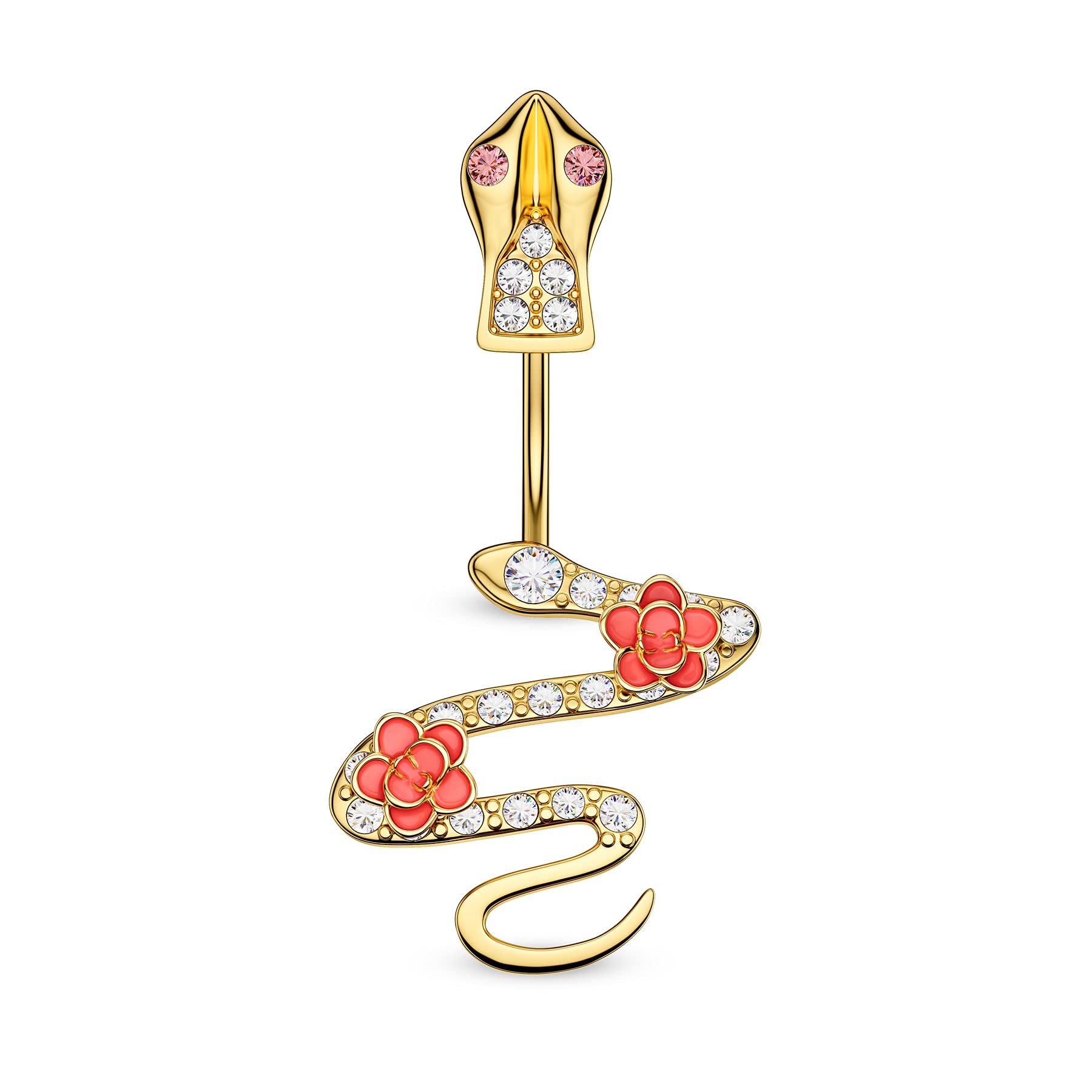 COCHARM Gold Snake Belly Button Rings for Women 14g Snake Navel Rings Gold Surgical Steel Belly Navel Piercing Jewelry