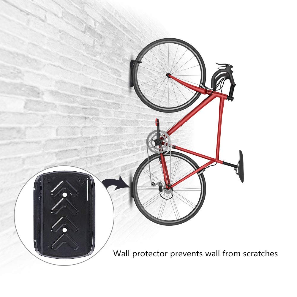 DIRZA Bike Wall Mount Rack with Tire Tray - Vertical Bike Storage Rack for Indoor,Garage,Shed - Easy to install - Great for Hanging Road,Mountain or Hybrid Bikes - Screws Included - 1 Pack