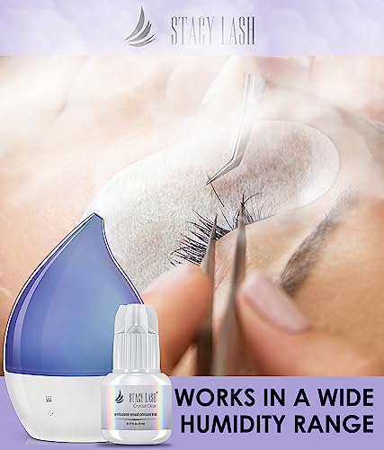 Crystal Clear Eyelash Extension Glue Stacy Lash (0.17fl.oz/5ml)/1 Sec Drying Time/Retention β 8 Weeks/Transparent Adhesive/Professional Supplies