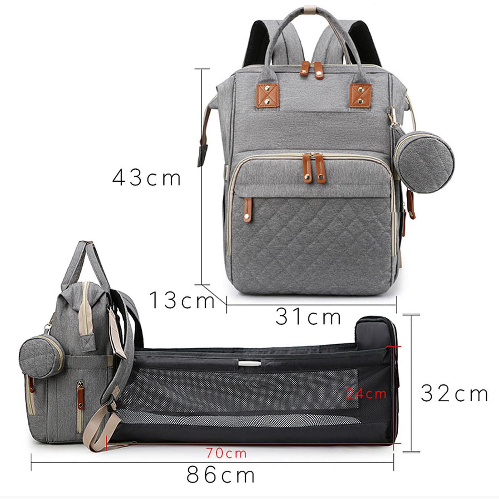 GIMURM Mothers Gifts,Diaper Bag Backpack,Multi Baby Nappy Changing Bags Travel Back Pack with Changing Pad & Stroller Straps, Large Capacity, Waterproof and Stylish,gray