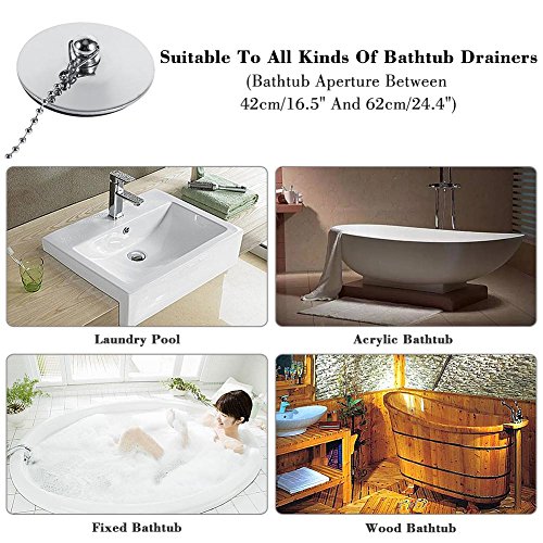 Drain Stopper Bathroom Sink Bathtub Accessories Hair Catcher Trap Strainer,Tub Stopper,Chrome Kitchen Sink Bathroom Bathtub Drain Cover Stopper Solid Metal Waste Plug with Chain