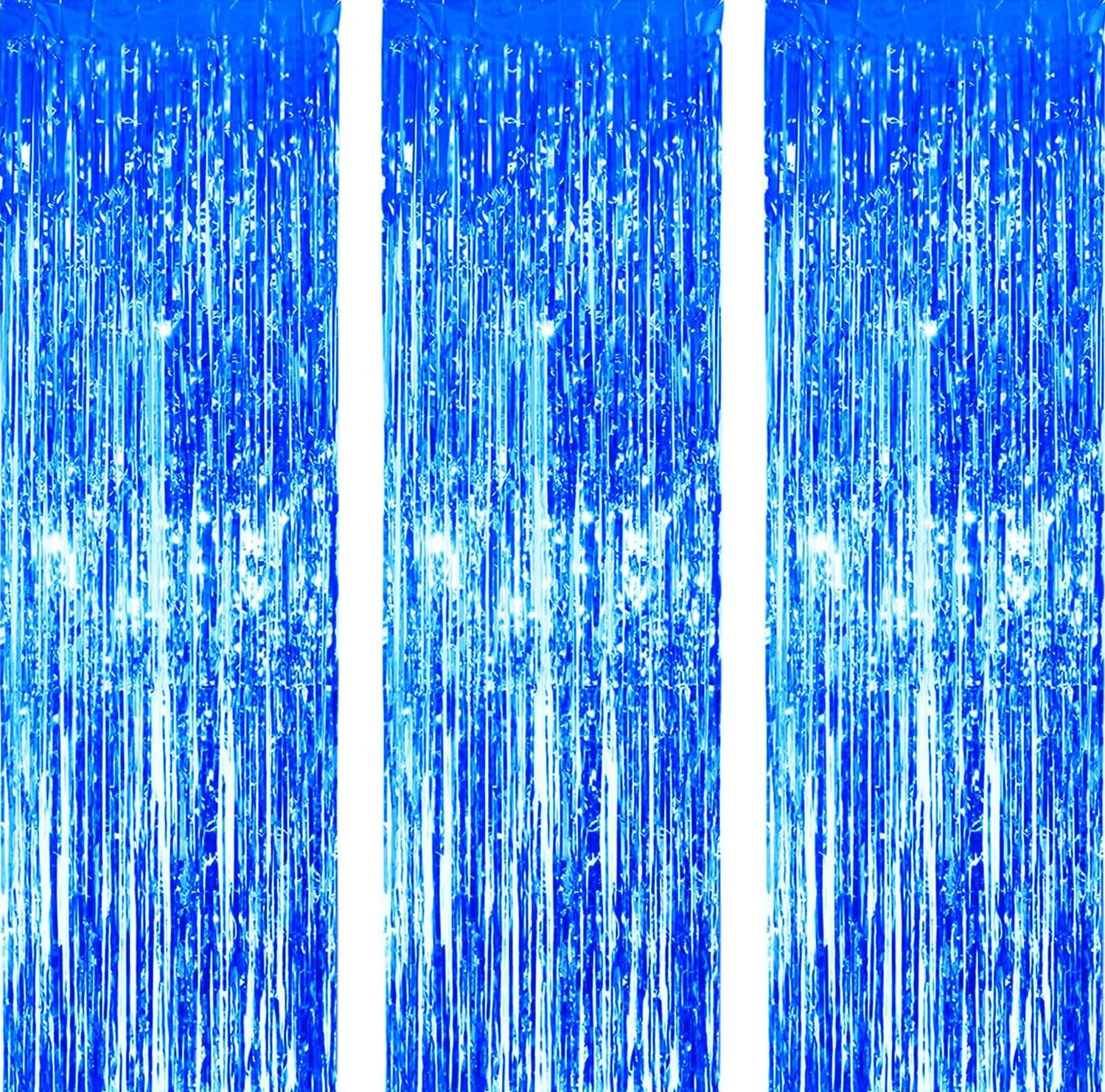 JVIGUE 3 Pack Orange Black Foil Curtains Metallic Fringe Curtains Shimmer Curtain Photo Backdrop for Halloween Christmas Birthday Party Wedding Decorations Streamers