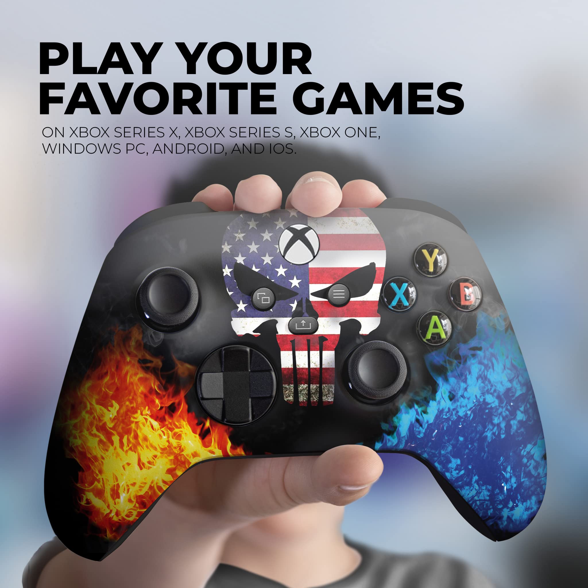 DreamController Weed Skull Custom X-box Controller Wireless compatible with X-box One/X-box Series X/S Proudly Customized in USA with Permanent HYDRO-DIP Printing(NOT JUST A SKIN) (MODDED)
