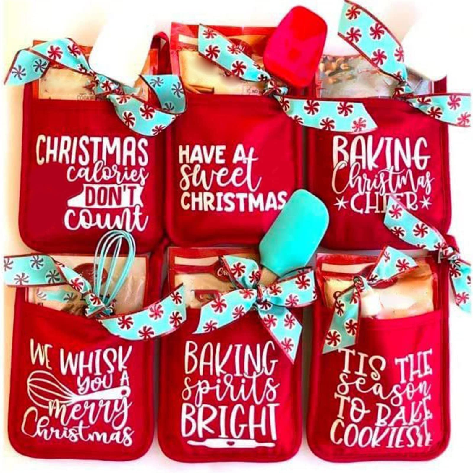 Christmas Pot Holders Baking Pocket, Christmas Oven Mitts Ornament for Kitchen Cooking Baking 1PC, Hello Christmas Print Pot Holders Storage Bag Gift for Family Neighbor