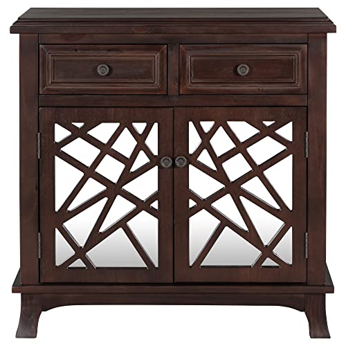 Rhomtree 30.3'' Kitchen Sideboard Buffet with Doors, Drawers and Adjustable Shelf, Storage Cabinet Wood Accent with Durable Wooden Build Large Storage Space Buffet Ample Storage Space (Brown)