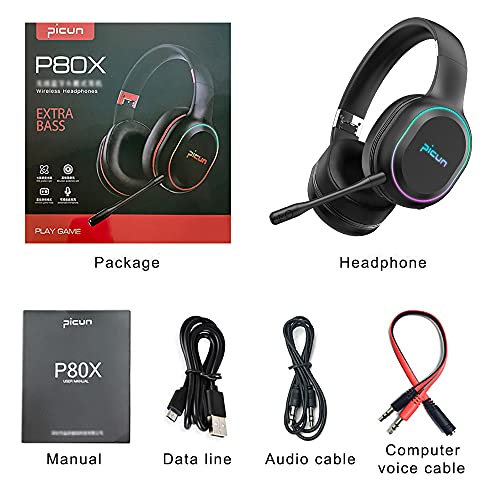 SLuB Bluetooth Headphones Over Ear,2.4GHz Wireless Gaming Headset with Noise Cancelling Detachable Mic,60Hrs Playtime Hi-Fi Ultra-Low Latency Gaming Headphones