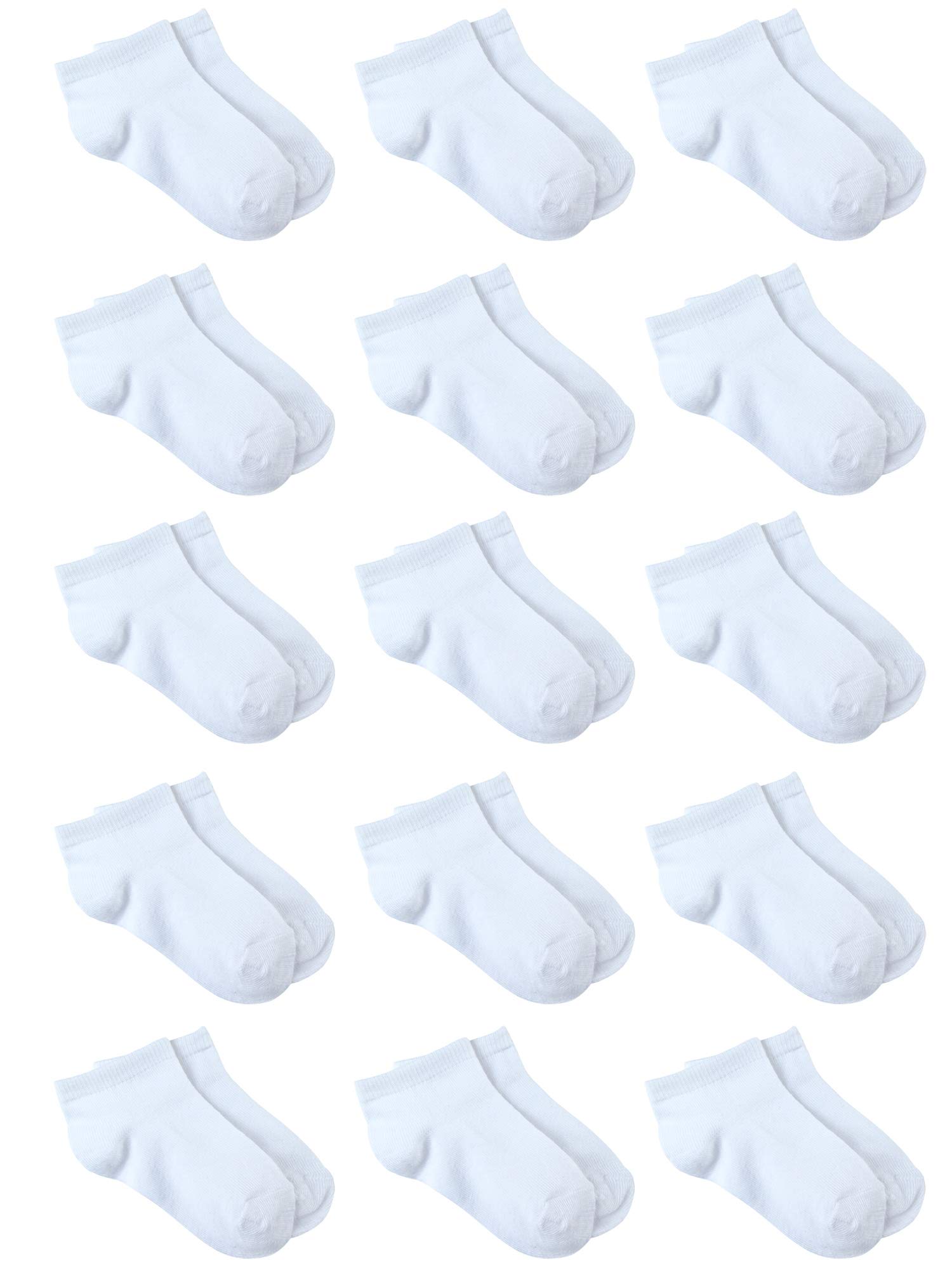 Cooraby 15 Pack Kids' Half Cushion Low Cut Athletic Ankle Socks Boys Girls Ankle Socks