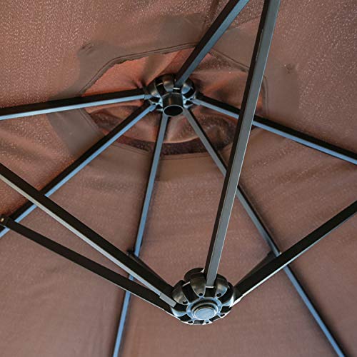 LOKATSE HOME 15 Ft Twin Patio Umbrella Double Sided Outdoor Sunshade Canopy with Crank for Garden Table Market Beach Shade Outside Deck or Pool, Brown