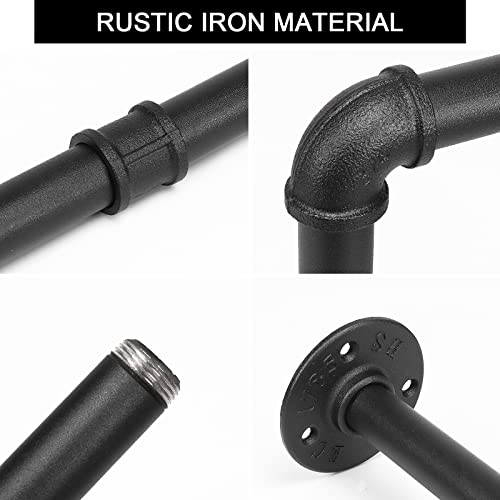 Livabber Industrial Pipe Clothes Rack, Heavy Duty Detachable Iron Garment Rack Wall Mounted, Rustic Saving Space Clothes Bar Multi-Purpose Hanging Rod for Bedroom, Closet, Black (50 Inch)
