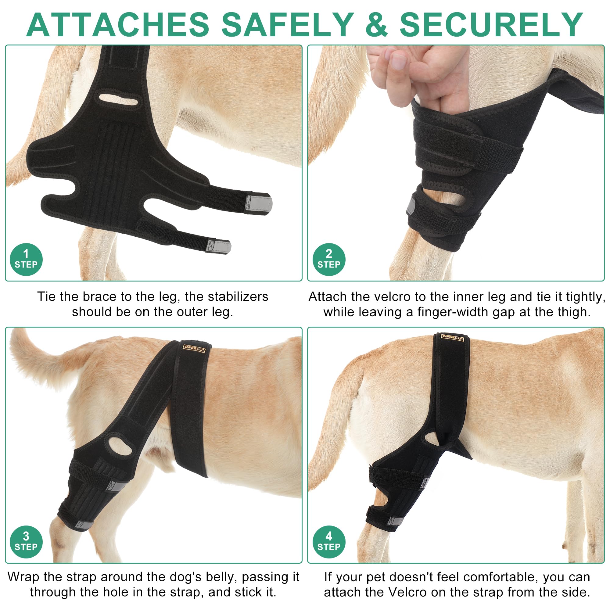 OPSELU Dog Knee Brace for Torn ACL Hind Leg with Side Stabilizers,Knee Cap Dislocation, Arthritis - Keeps The Joint Warm and Stable - Extra Support - Reduces Pain and Inflammation (S)