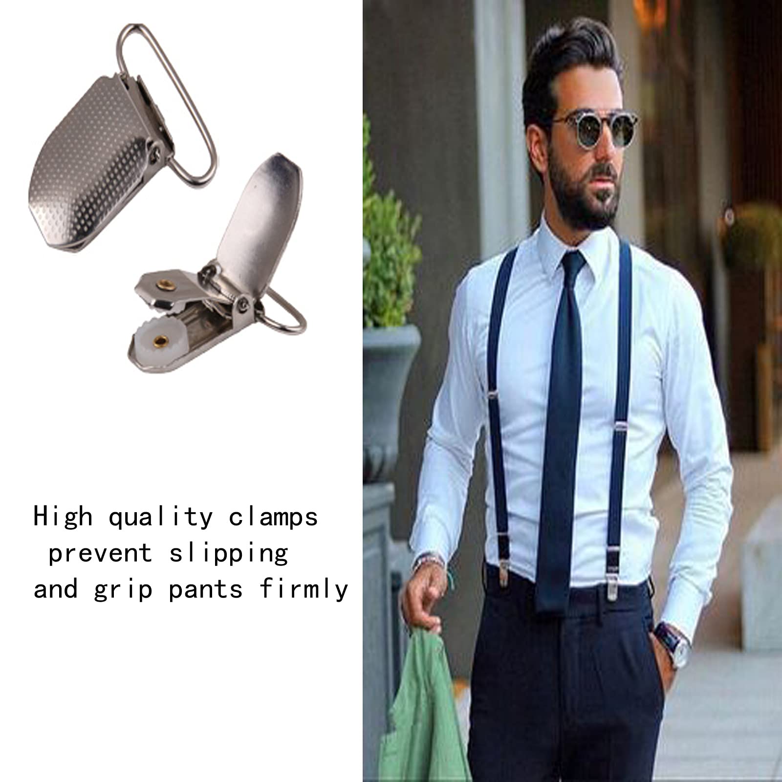 chiyu-yang Black Suspenders for Men and Women - Adjustable Tall stature Elastic Y Back Style With Strong Metal Clips