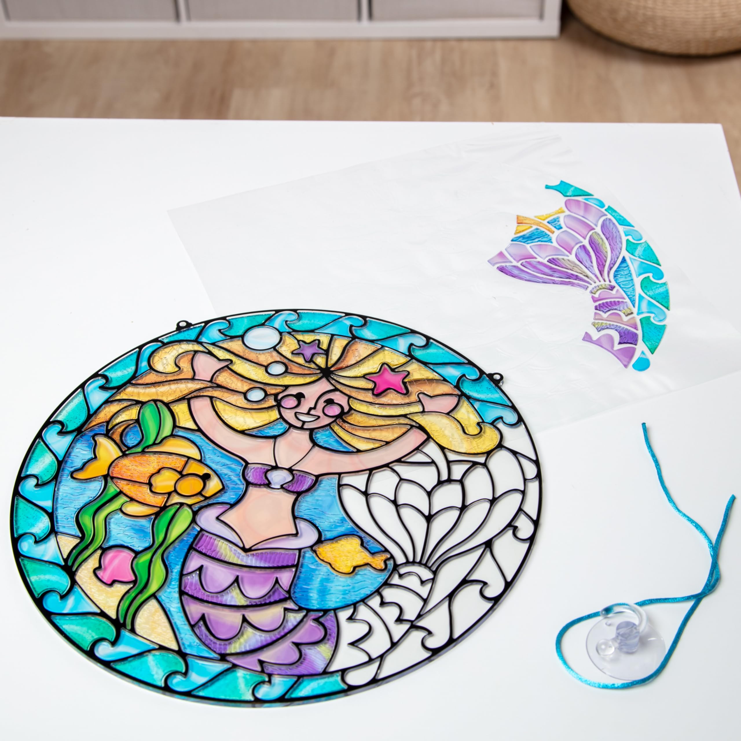 Melissa & Doug Stained Glass Made Easy Activity Kit: Mermaids - 140+ Stickers