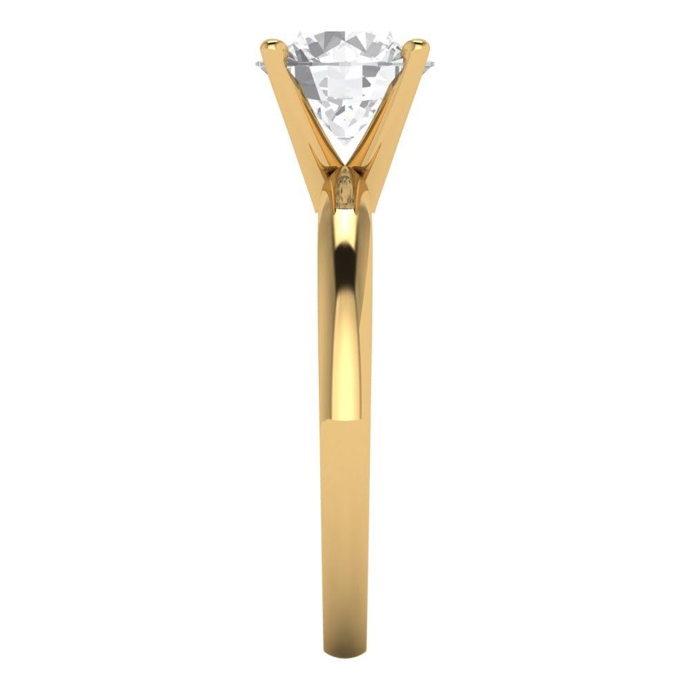 Clara Pucci 1.50 ct Round Cut Solitaire Moissanite Engagement Wedding Bridal Promise Anniversary Ring 18K Yellow Gold Size 5.25