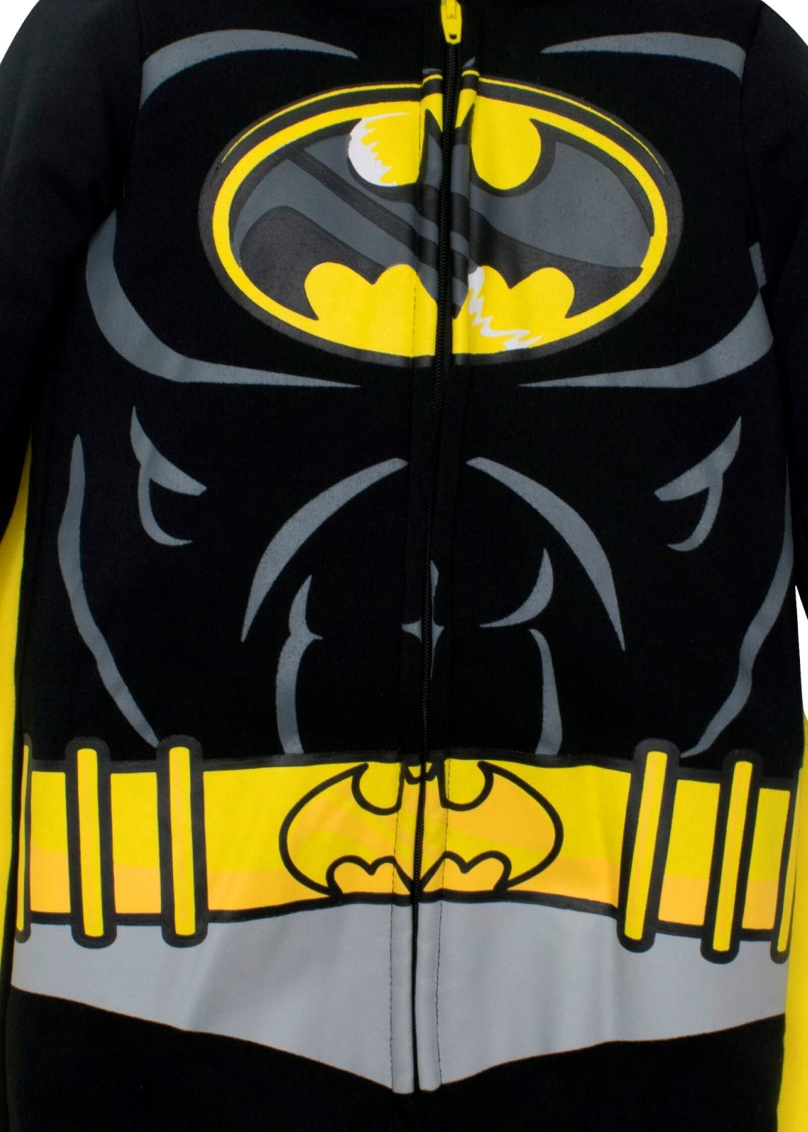 DC Comics Justice League Batman Little Boys Zip Up Cosplay Costume Coverall and Cape Logo 7