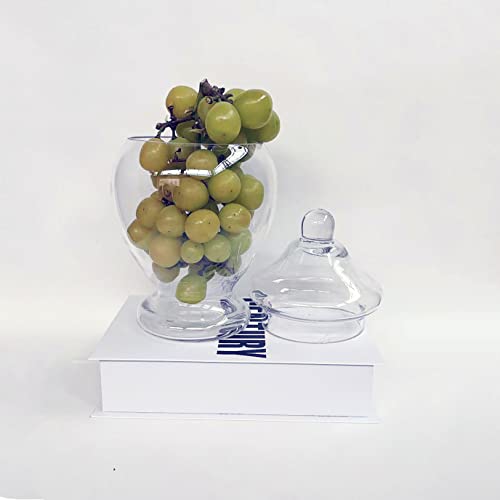 Livejun Glass Apothecary Jars 45 Ounce Decorative Candy Cookie Jars ,Clear Elegant Storage Jar with lids Canisters Sets for the Kitchen Wedding Home Centerpiece Candy Buffet Set of 2
