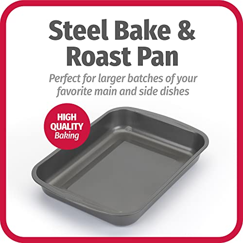 Goodcook 04048 Metal Utensil Nonstick Roast Pan, Easy Clean Dishwasher Safe, 11.5 Inch x 15.5, Silver