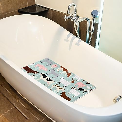 Non Slip Bathtub Mats with Suction Cups, Bath Tub Shower Mat for Bathroom, Machine Washable Bathroom Mats with Drain Holes(Farm Animals Pattern)