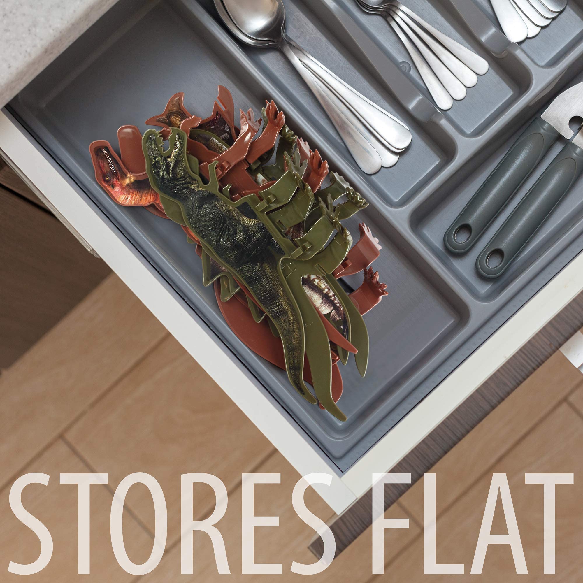 Dinosaur Taco Holders - T-Rex Premium Novelty Taco Stand and Set of 4 Dino Flat Fold Stands
