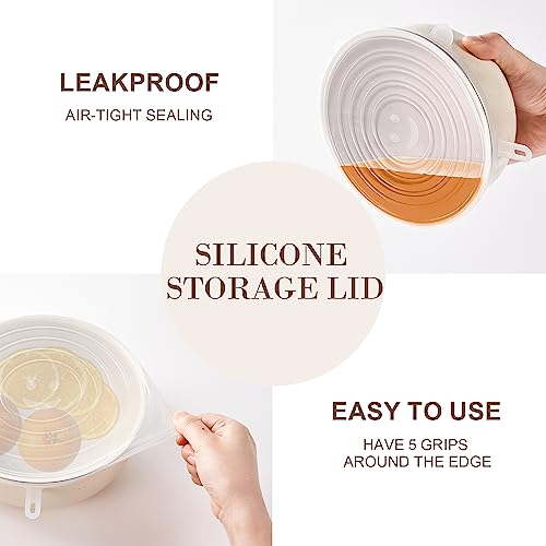 Nonstick Cookware Set - 13 PCS Stackable Pots and Pans Set Detachable Handle Camping Cookware, Granite Kitchen Cookware Sets Removable Handle, Non Toxic Nonstick Frying Pans for Cooking Set Gift Beige