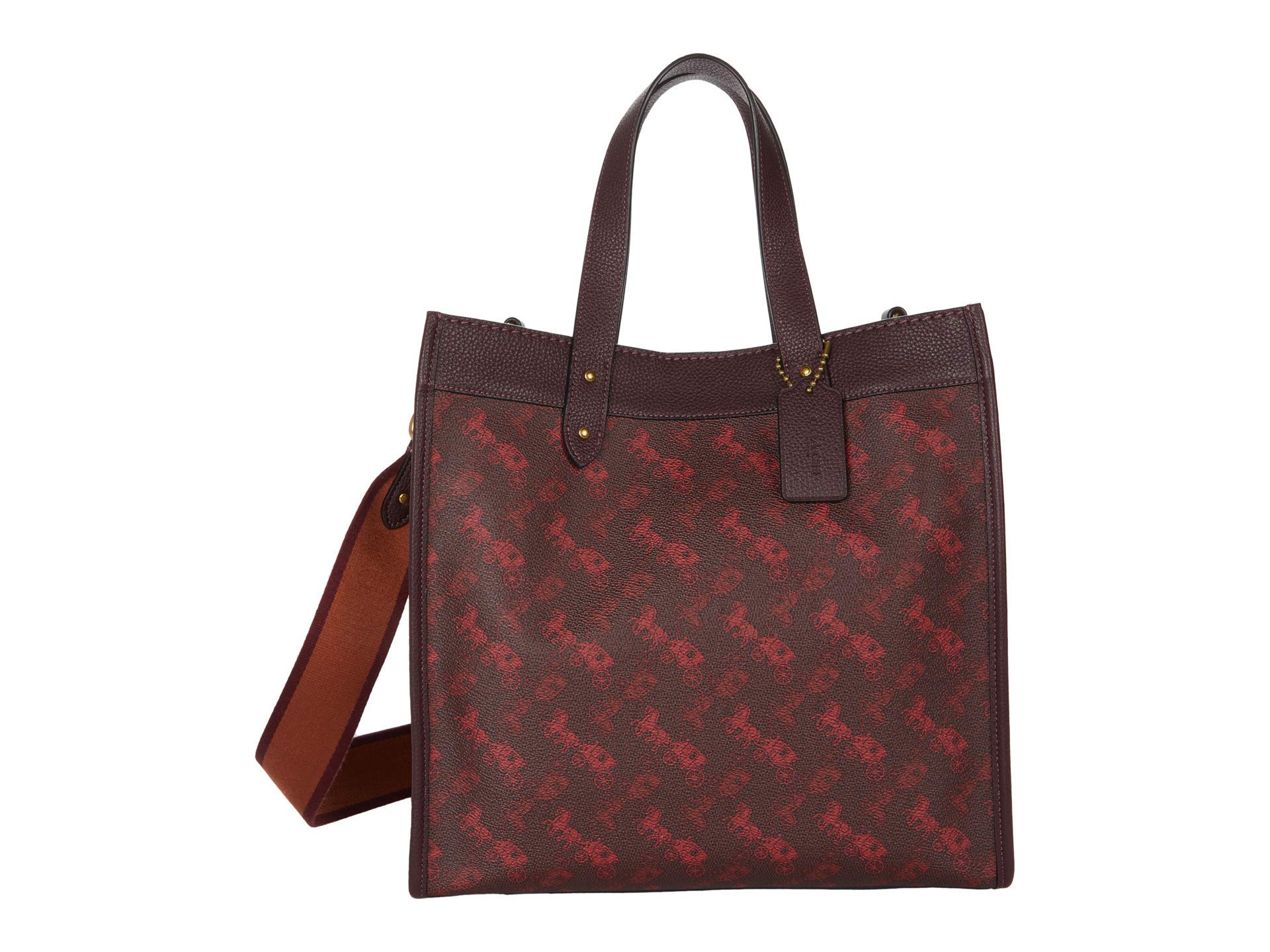 Coach Horse and Carriage Coated Canvas Field Tote Oxblood/Cranberry One Size