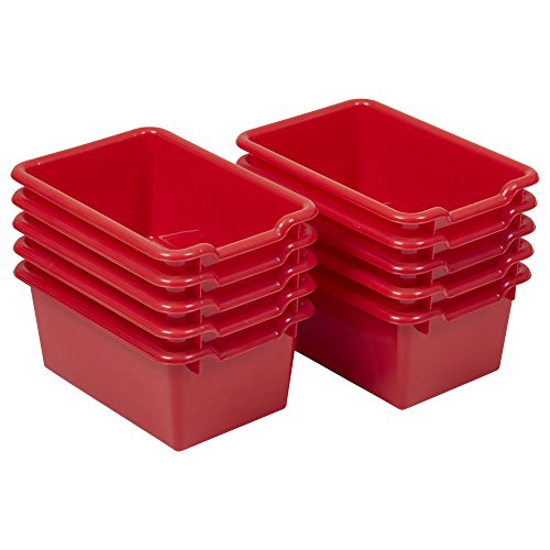 ECR4Kids Scoop Front Storage Bins, Red (10-Pack)