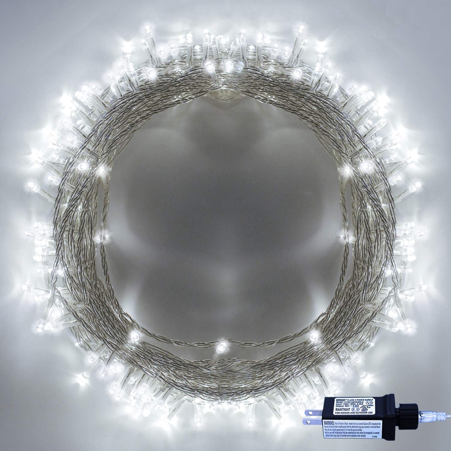 Christmas String Lights - 120 LEDs 49ft/15m End-to-End 8 Modes Plug in - Indoor/Outdoor Waterproof Decorative Fairy Twinkle Xmas Lights for Home/New Year/Tree/Thanksgiving Day/Wedding - Cool White