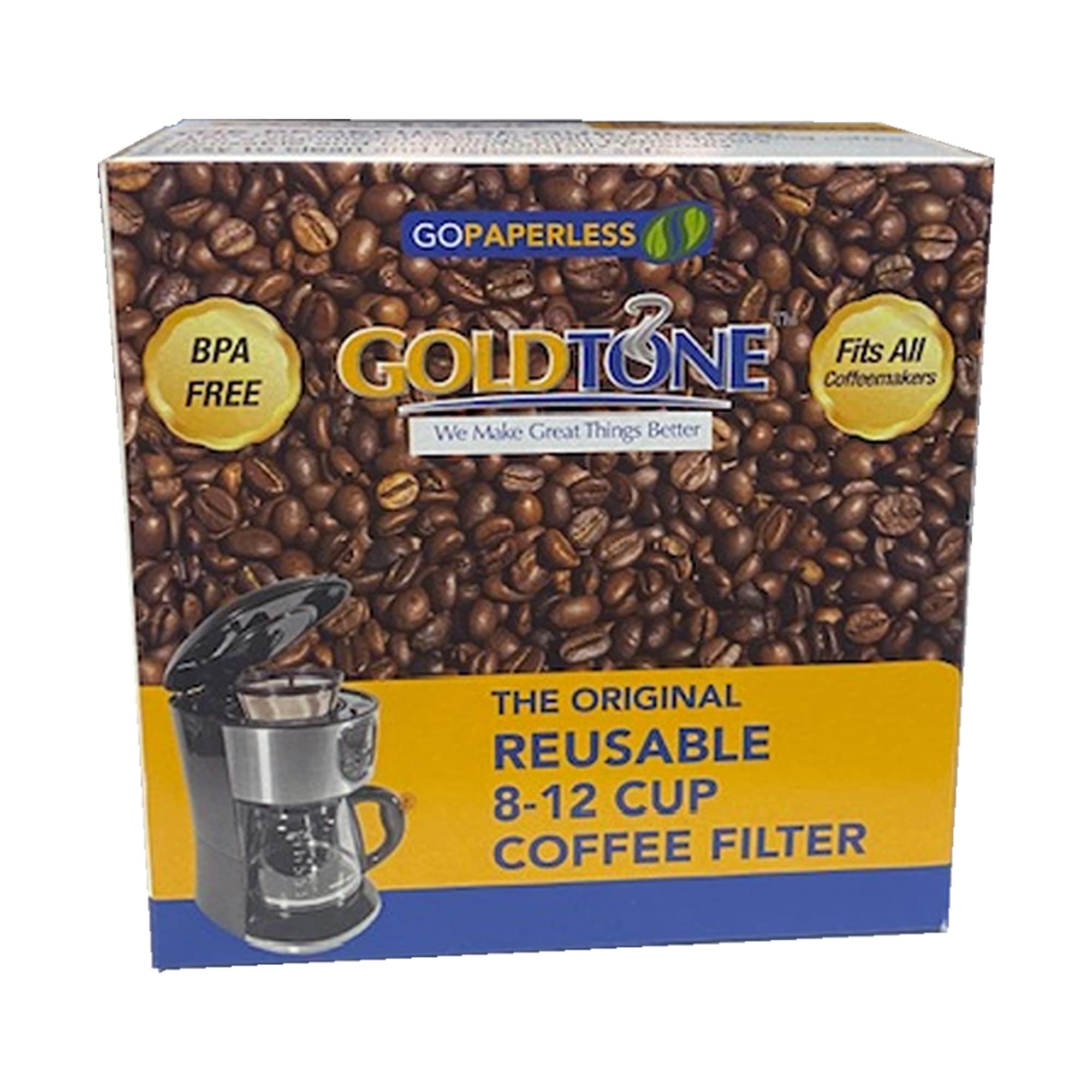 GOLDTONE Brand Reusable 8-12 Cup Basket Coffee Filter fits Cuisinart Coffee Makers and Brewers. Replaces your GTF-B Cuisinart Reusable Basket Coffee Filter - BPA Free (1)