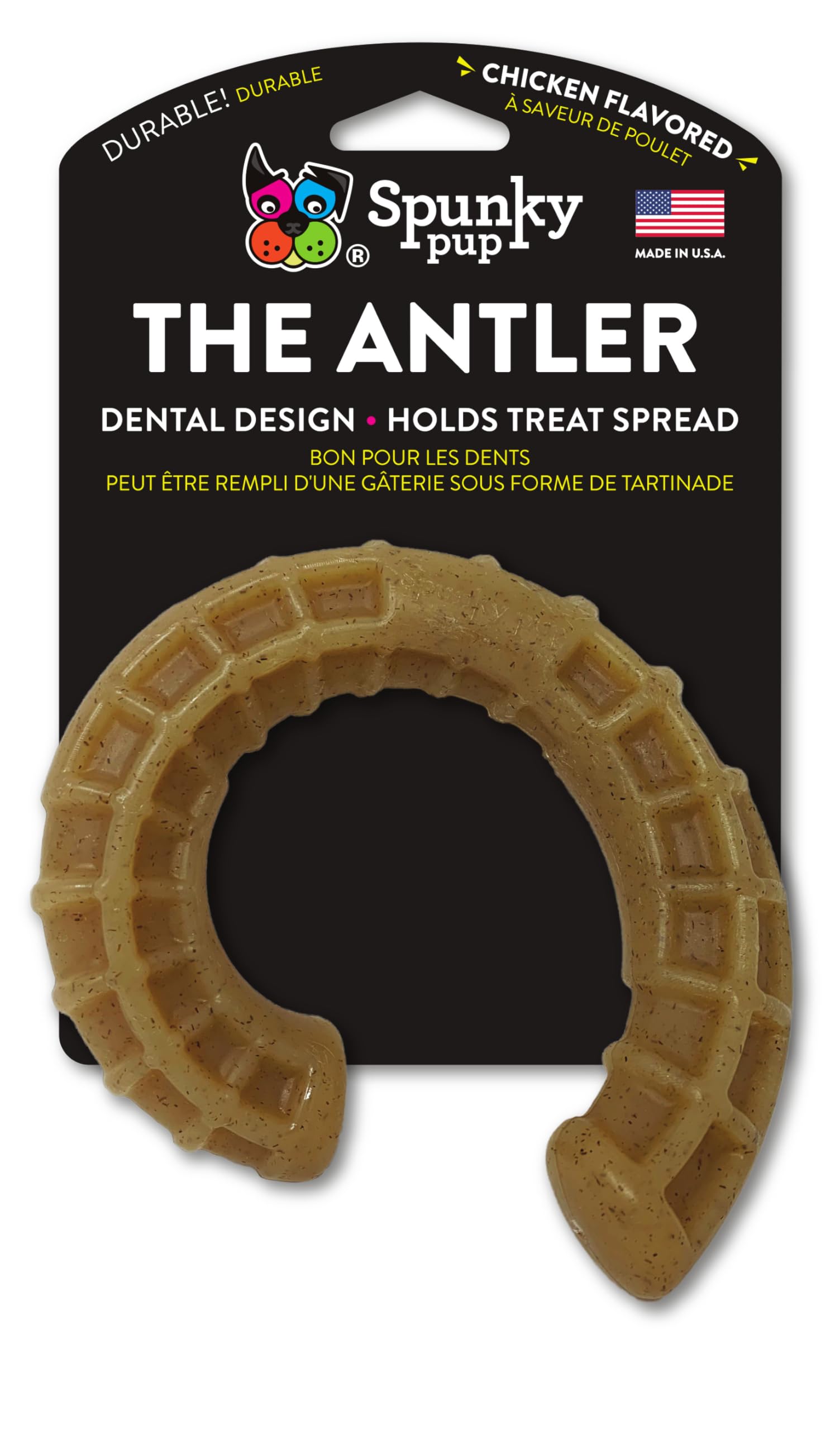 Spunky pup Antler Nylon Chew Toy, Chicken Flavored Nylon Dog Chew Toy, Promotes Dental Health - Antler, Ram