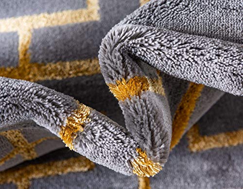 Unique Loom Marilyn Monroe Glam Collection Area Rug - Deco (6' 1' x 9' Rectangle, Gray Gold/ Gold)